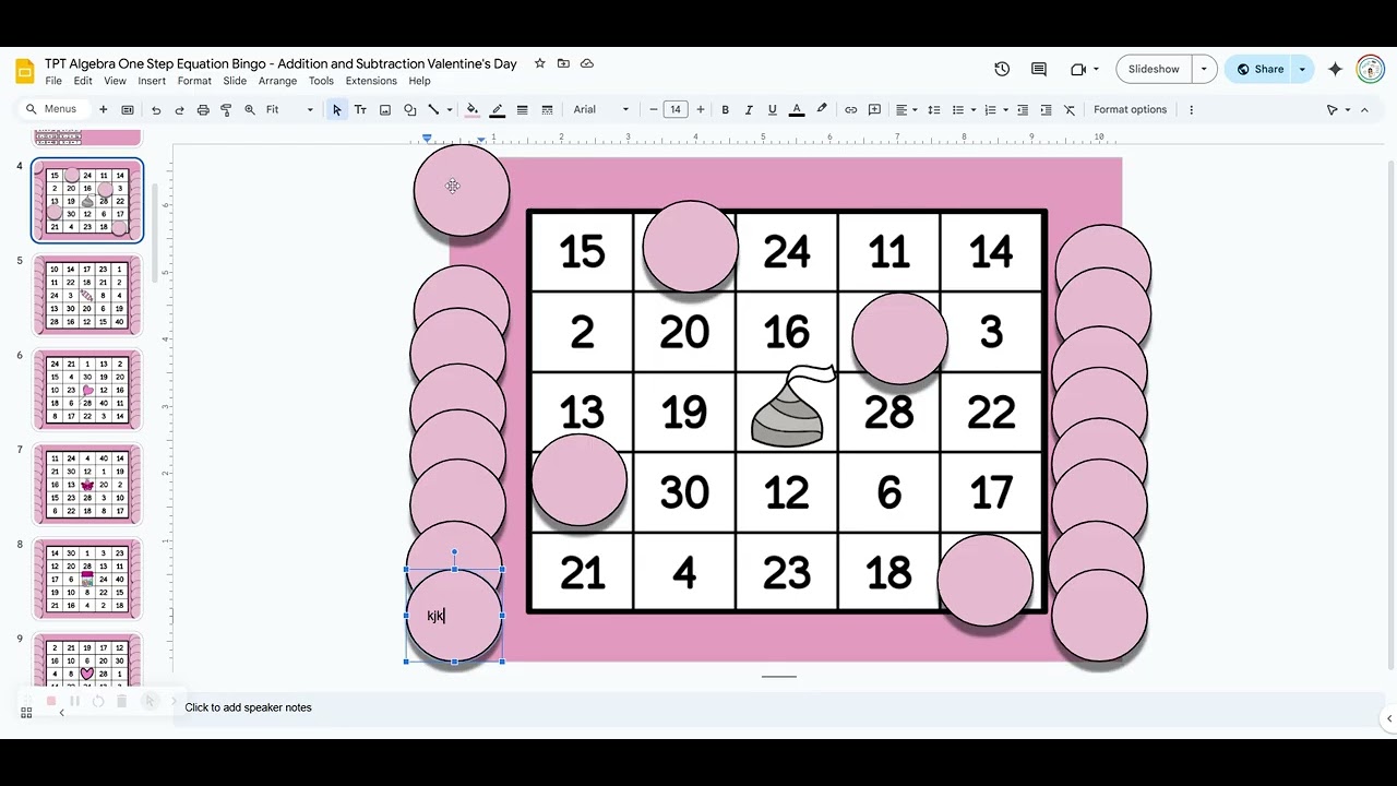 One-Step Equation Bingo - Addition and Subtraction - Valentine's Day ...
