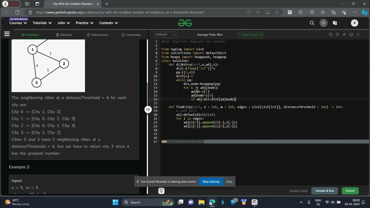 City With the Smallest Number of Neighbors at a Threshold Distance GFG ...
