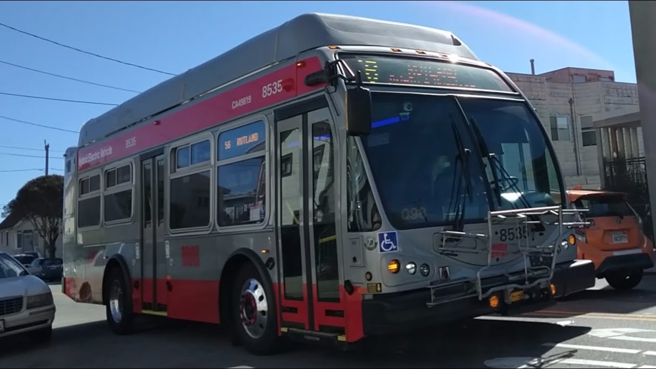 SF Muni 2022 ElDorado EZ Rider II BRT HEV 32' 8535 on Route 56 Rutland ...