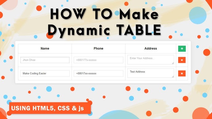 Javascript How To Dynamically Adddelete Table Rows In Javascript How To Dynamically Adddelete Table Rows In