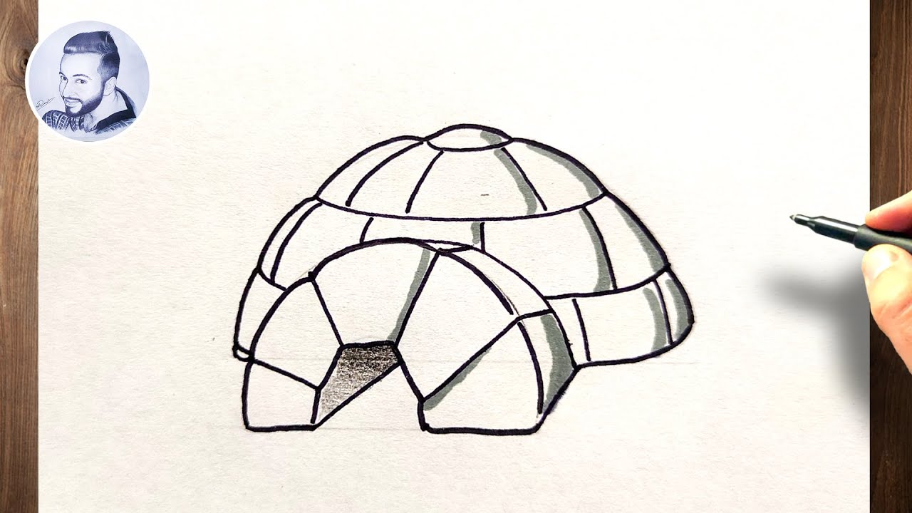 Comment dessiner un igloo facile a dessiner - YouTube