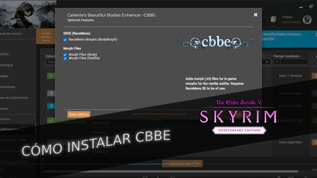 CÓMO INSTALAR CBBE / SKYRIM ANNIVERSARY EDITION - YouTube