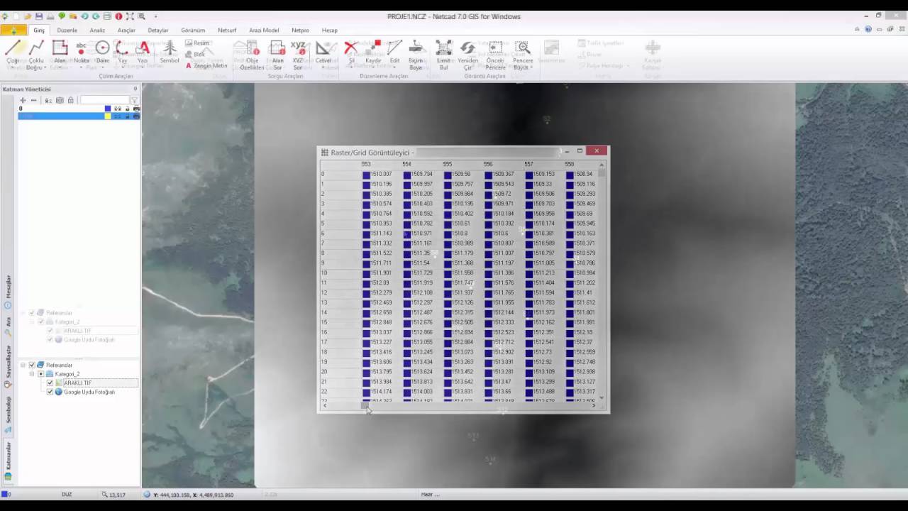 Netcad GIS 7.6 Raster Yükseklik Verileri Üzerinden Proje Yönetimi - YouTube