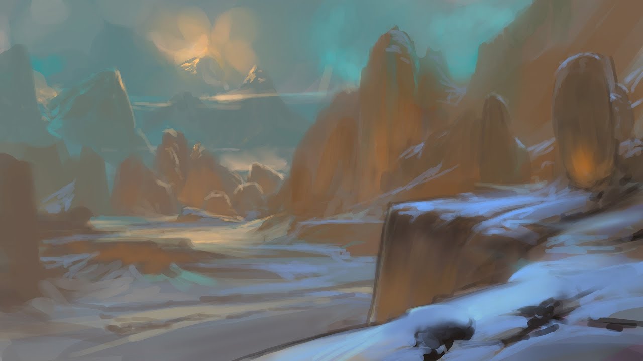 Sketching a Cold Fantasy Landscape - YouTube