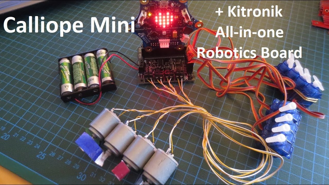 Calliope Mini mit Kitronik All-in-one Robotics Board - YouTube