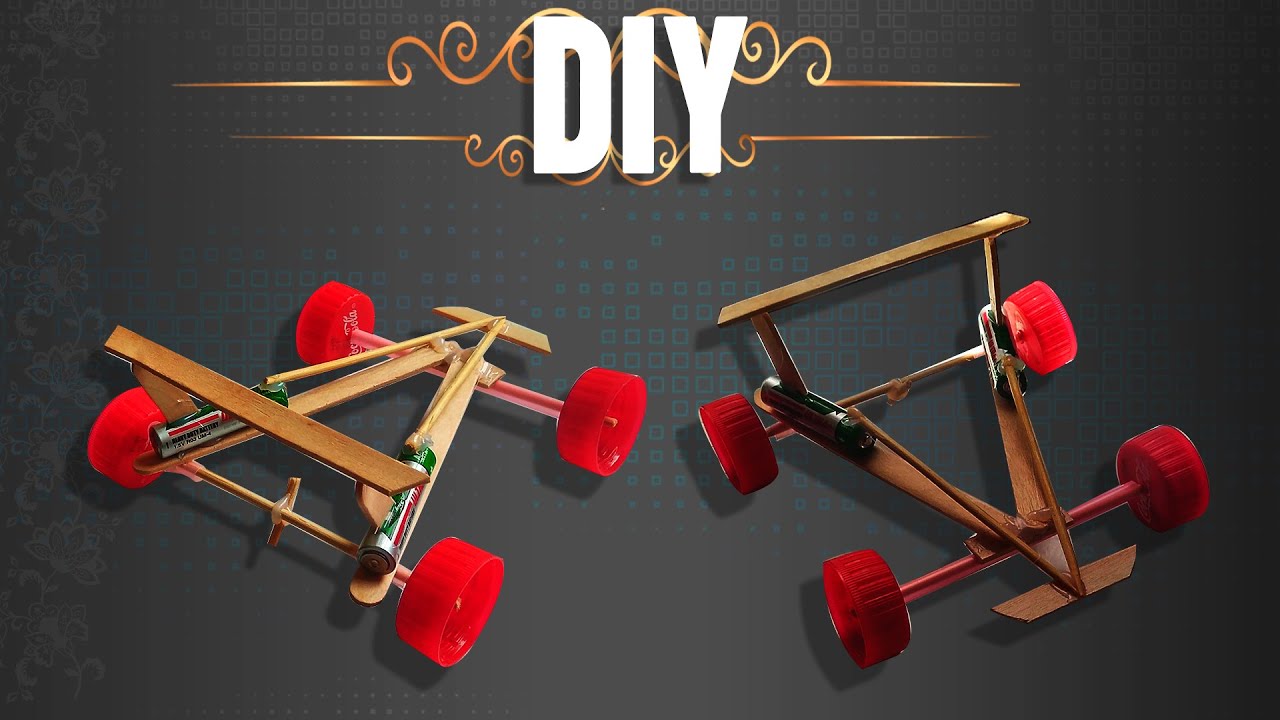 How To Make F1 Racing Car With Popsicle Sticks | Diy rubber band ...