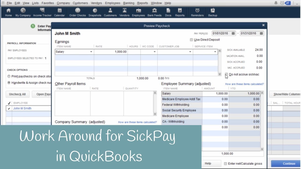 Work Around For Sick Pay In QuickBooks YouTube work-around-for-sick-pay-in-quickbooks-youtube