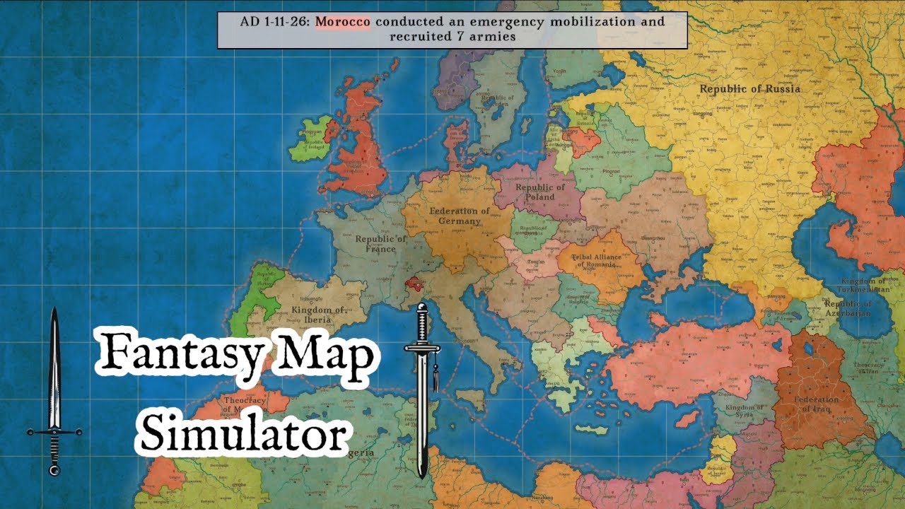 Europe 1,000 Year Timelapse in Fantasy Map Simulator! - YouTube