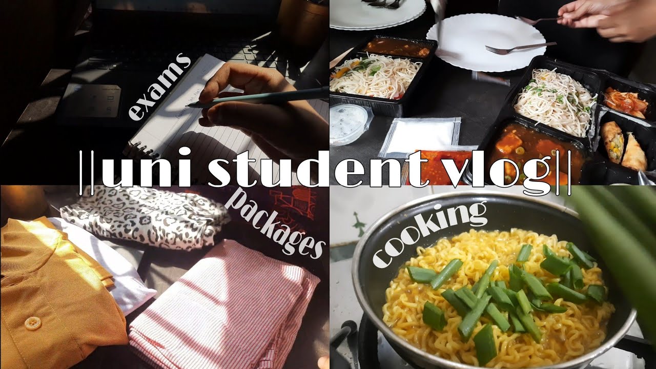 | University student | vlog | cooking | opening packages | exams ...