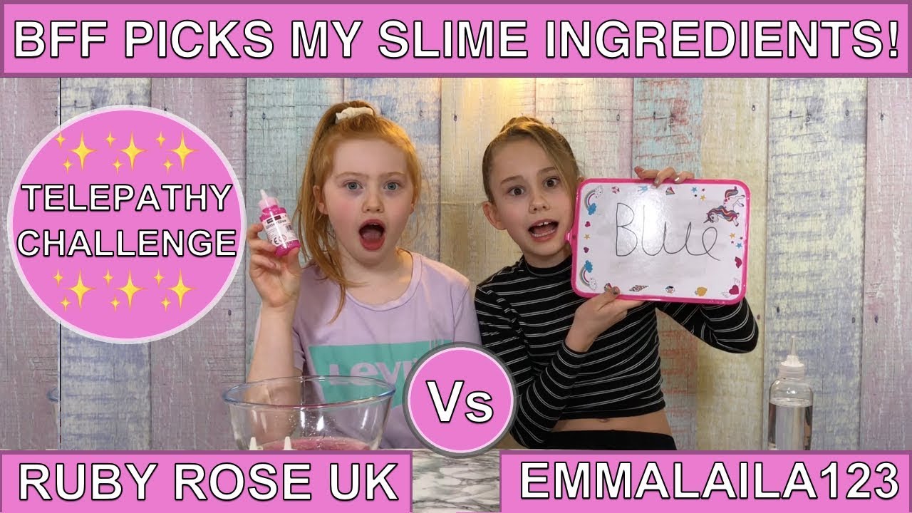 BFF PICKS MY SLIME INGREDIENTS TELEPATHY CHALLENGE!! | EMMALAILA123 VS ...