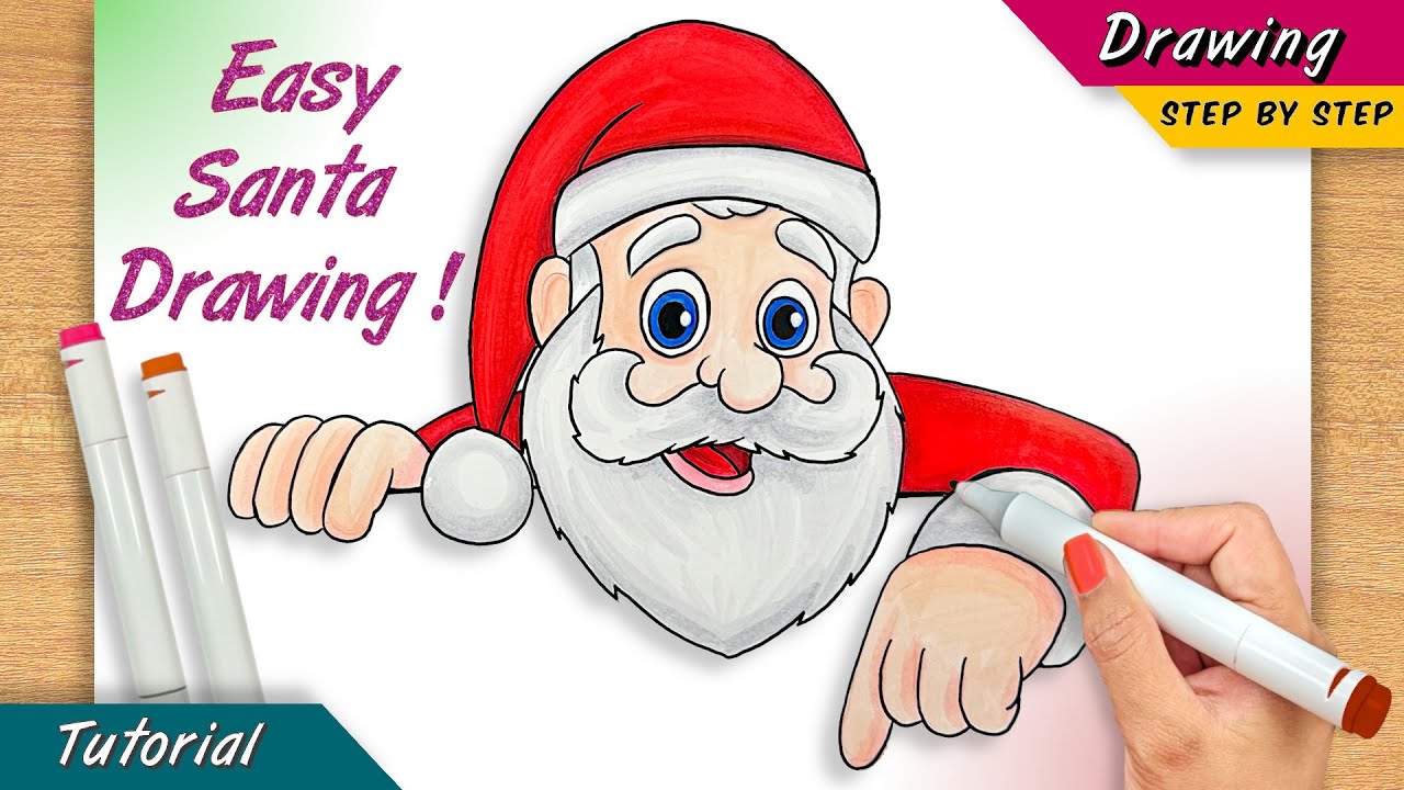 Super Easy Santa Claus Drawing | DIY Christmas Decoration Tutorial Step ...