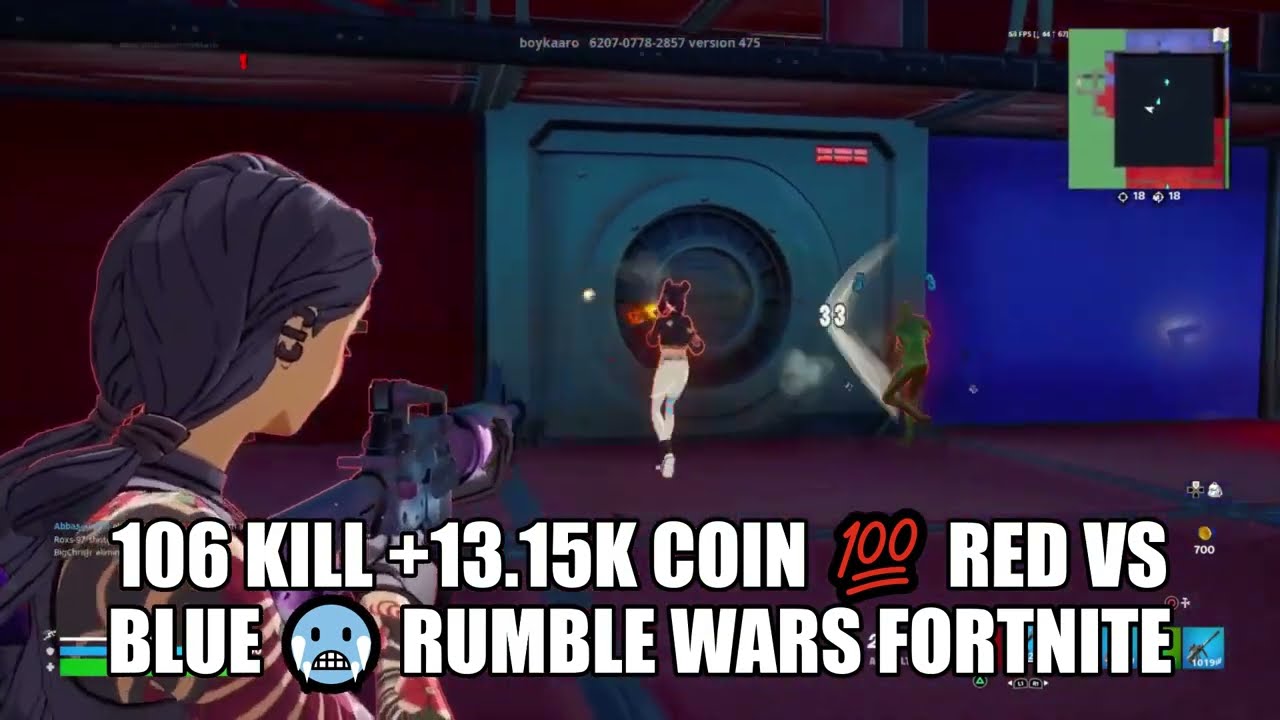 106 KILL +13.15K COIN 💯 Red VS Blue 🥶 Rumble Wars Fortnite - Season2 ...