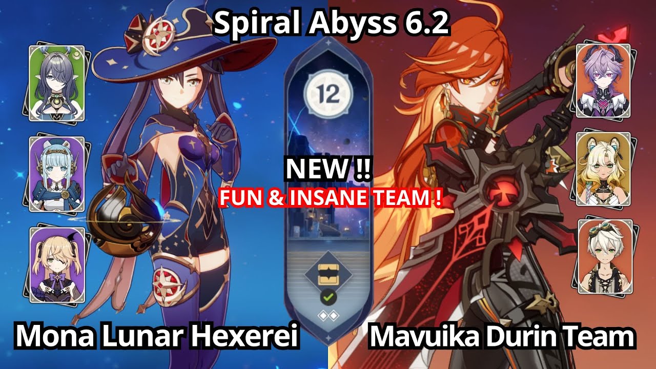 NEW !! Mona Hexerei Lunar Team & Mavuika Durin Team - Spiral Abyss ...