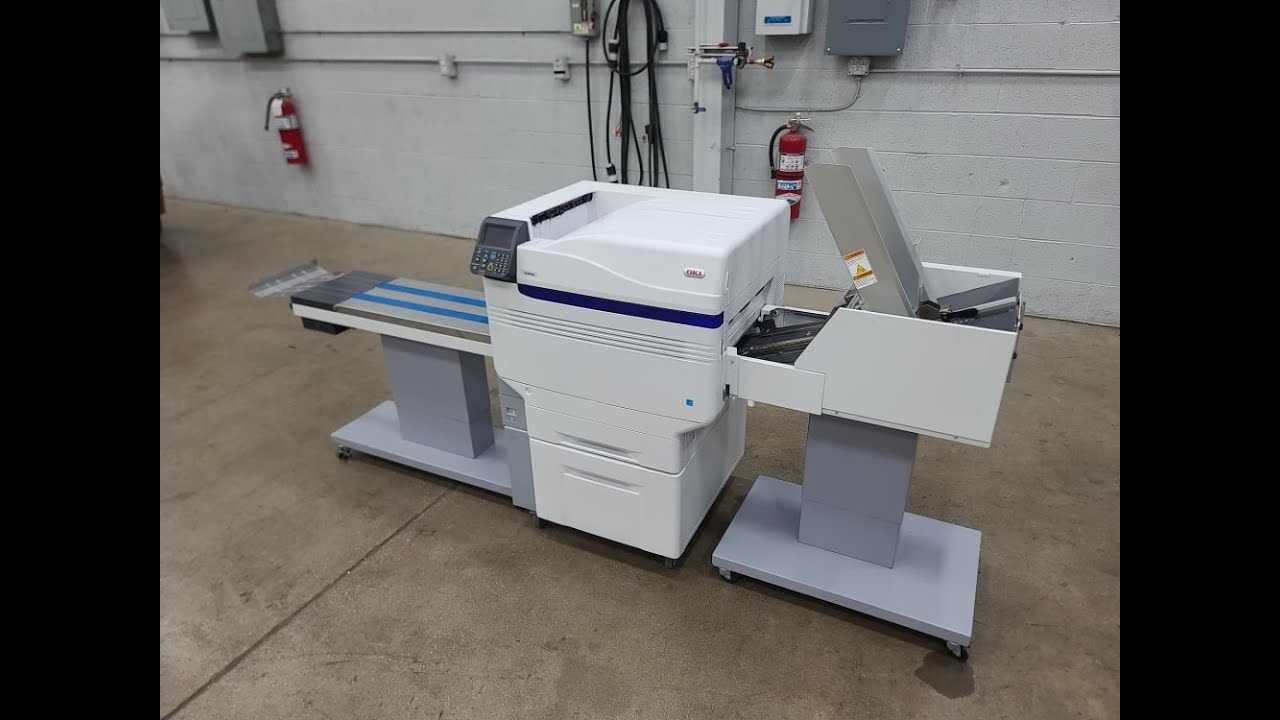 OKI C942 Digital Envelope Press w/ Feeder and Delivery Conveyor - YouTube