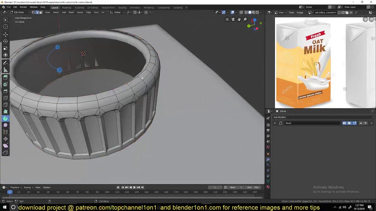modeling a carton of milk in blender 2 8 - YouTube