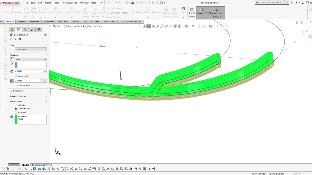 SOLIDWORKS Modeling Visor Frame - YouTube