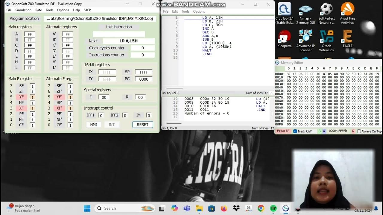 Instruksi transfer data dan aritmetik menggunakan Z80 Simulator IDE - YouTube