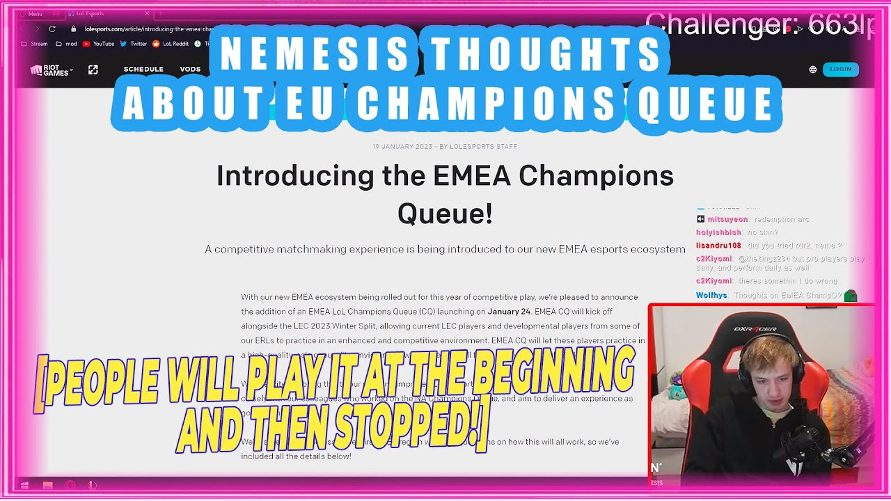 Nemesis Thoughts About EU CHAMPIONS QUEUE 🤔 - YouTube