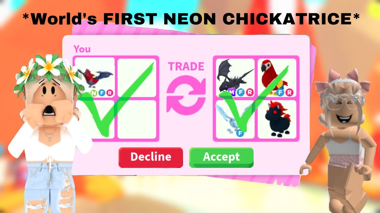Trading one of the *WORLDS FIRST NEON CHICKATRICE* in Adopt Me! l ...