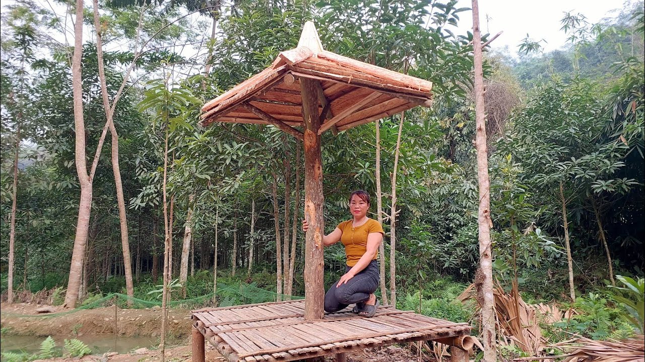 Full Video 9 Days Building Hut - Techniques construction Wooden - Green ...
