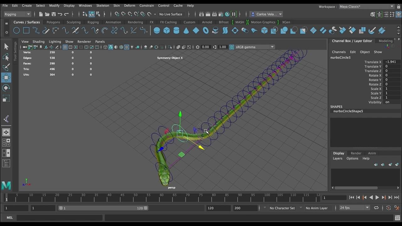 How to rig a snake in Maya - YouTube
