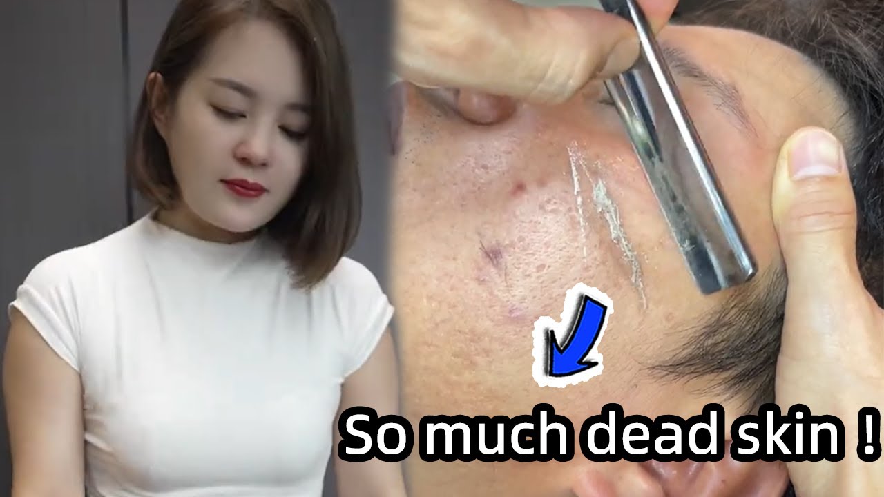 💈ASMR | Remove a lot of dead skin from a man's face.🪒Proper classic old ...