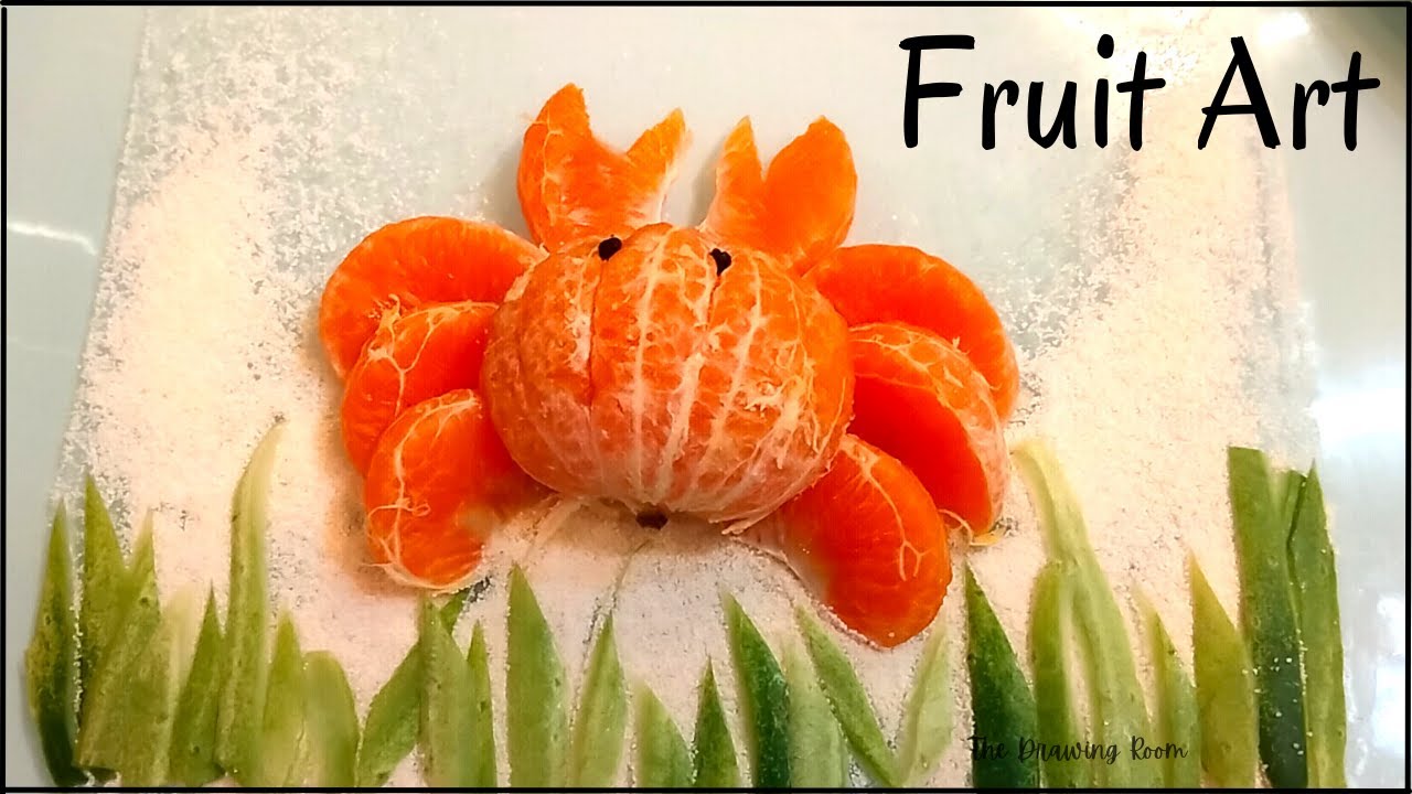Easy Fruit Art | Crab on the Beach | Vegetable fruit carving ideas ...