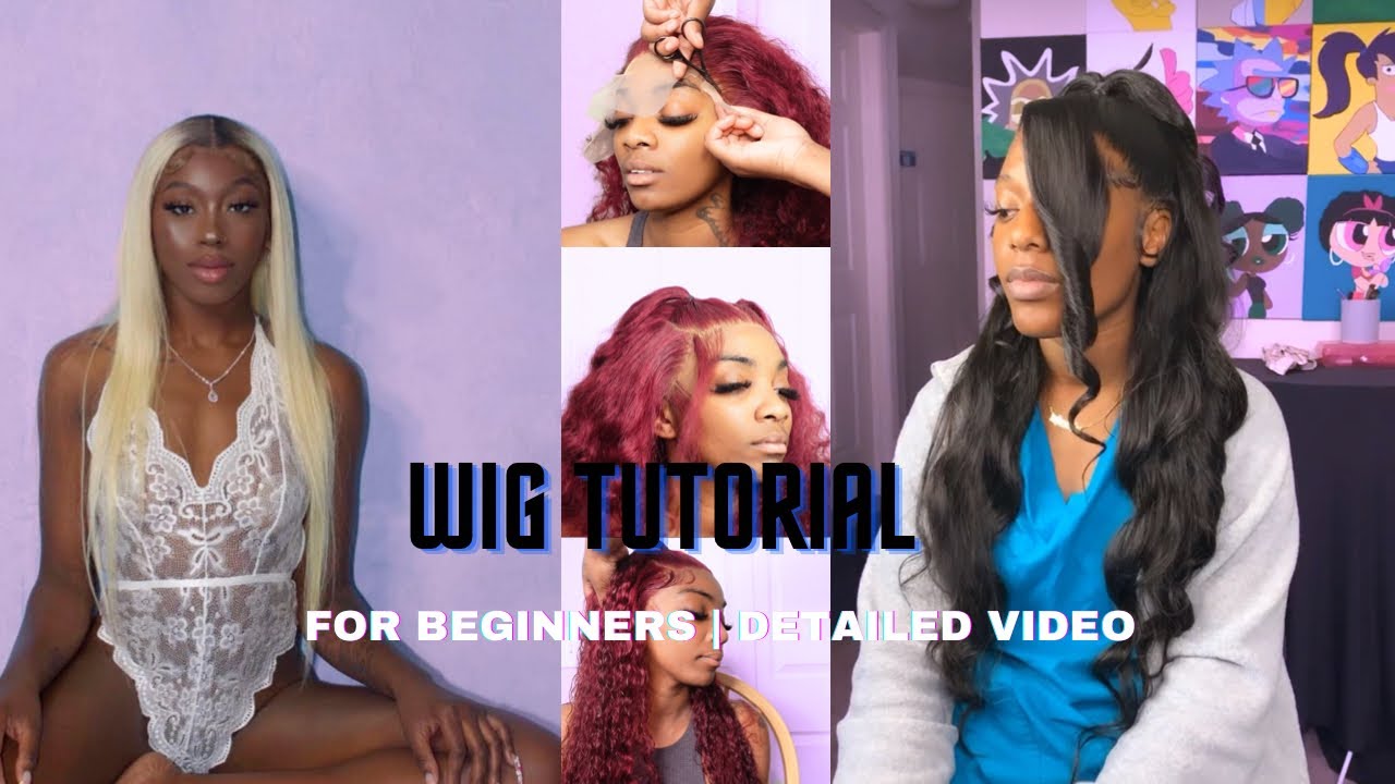 Wig Install Tutorial for Beginners! | 99j Burgundy Aliexpress wig *very detailed - YouTube