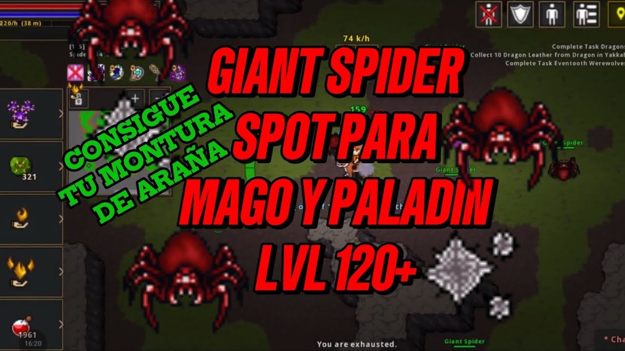 SPOT GIANT SPIDER PARA MAGO Y PALADIN LVL 120+ // FARMEA TU MONTURA DE ...