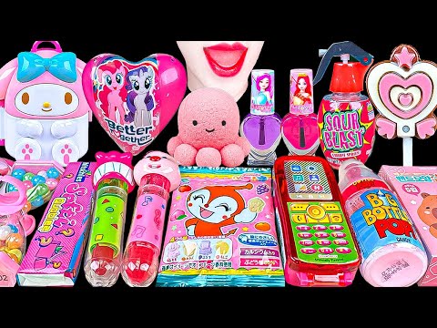 ASMR PINK CANDY💄핑크 캔디 My Little Pony, lipstick, nail polish candy 마이리틀포니 립스틱 매니큐어 먹방 EATING MUKBANG