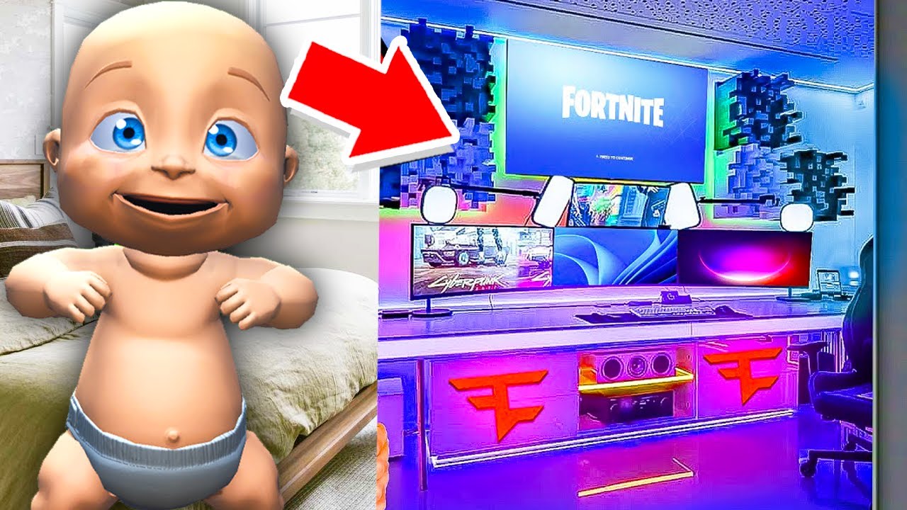 BABY BUILDS A SECRET GAMING ROOM! - YouTube