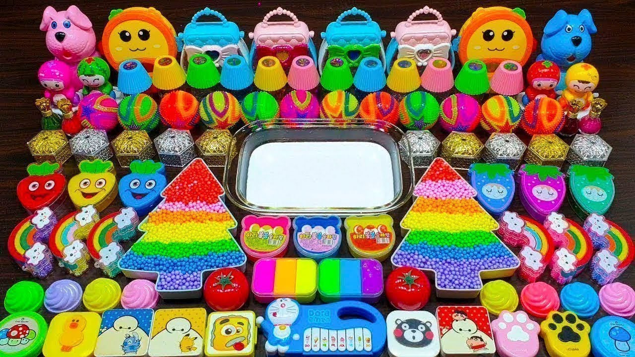 Mixing many things into glossy slime ! Satisfying slime videos ! Alex ...