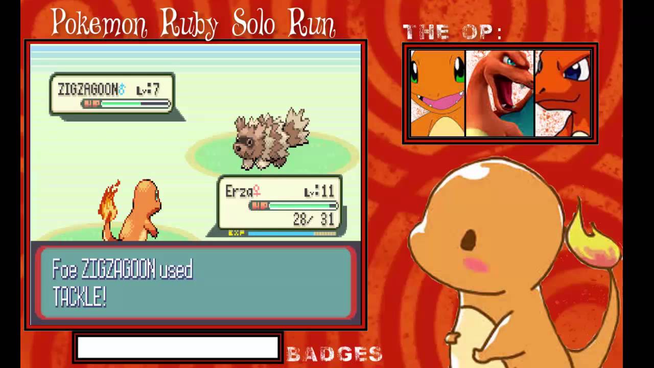 Pokemon Ruby Charmander Solo Run Episode 2 Gym = PAIN!! - YouTube
