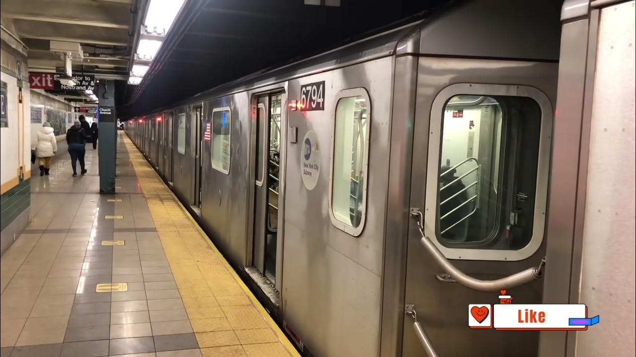 Two R142 5 trains at Church Avenue - YouTube