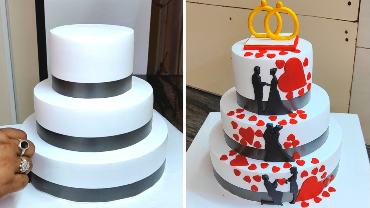 Most Beautiful Two & Three Tier Cake Design | 3 Engagement Cake - YouTube