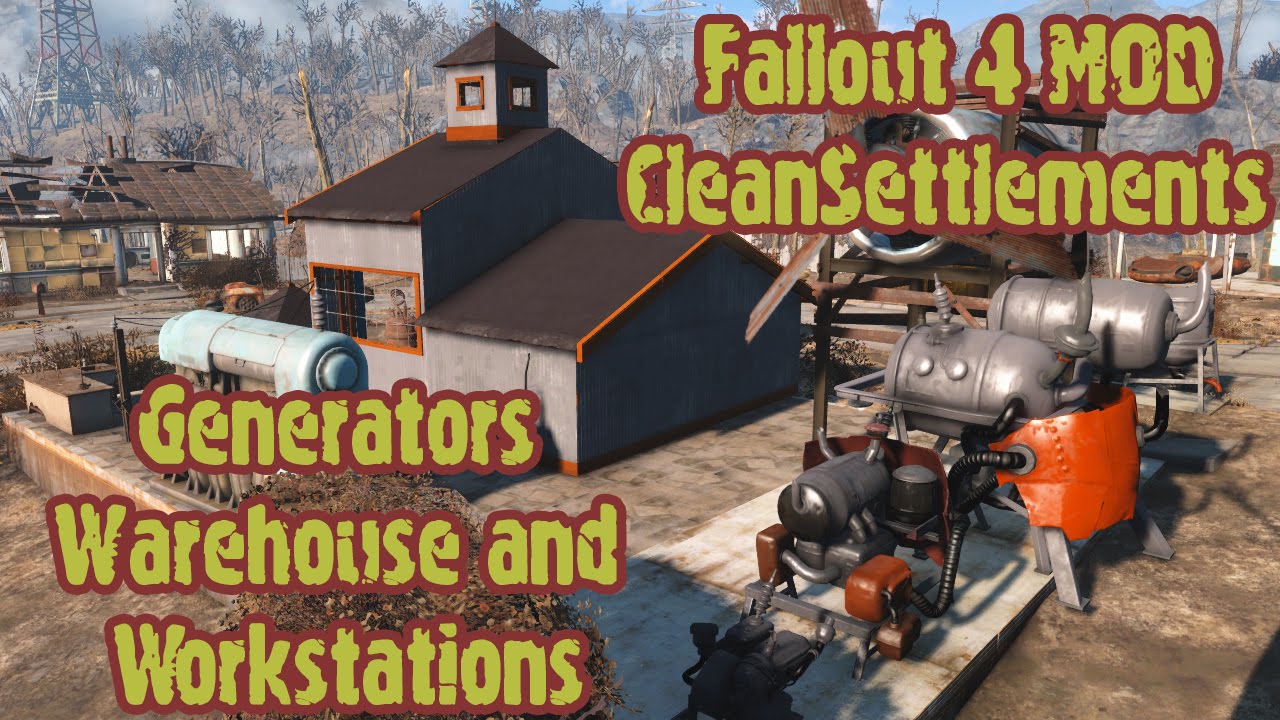 Fallout 4 мод CleanSettlements Generators Warehouse and Workstations ...