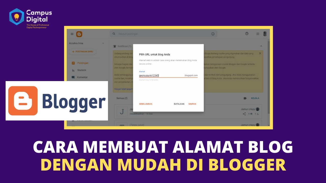 BEGINI CARA MEMBUAT ALAMAT BLOG DI BLOGGER! MUDAH & CEPET BANGET - YouTube