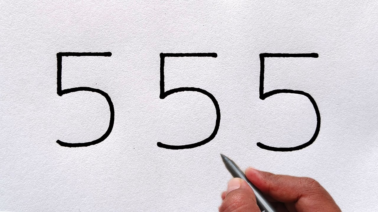 How to Draw Cat From Number 555 | Cat Drawing lesson | Cat drawing with ...