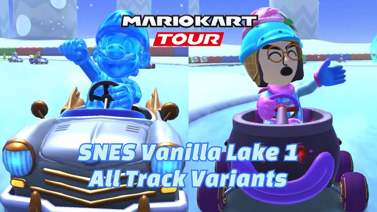 Mario Kart Tour: SNES Vanilla Lake 1 - All Track Variants - YouTube