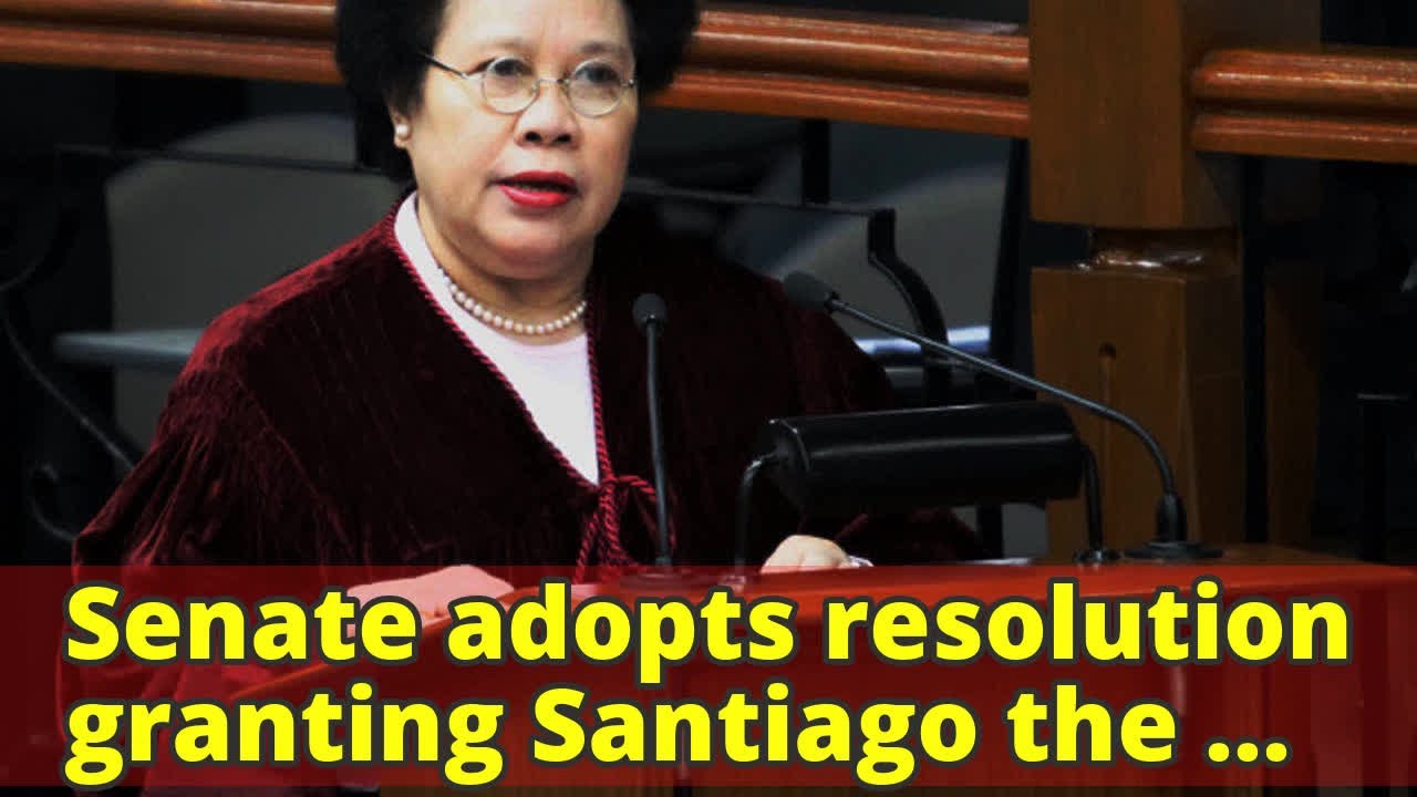 Senate adopts resolution granting Santiago the prestigious Quezon ...