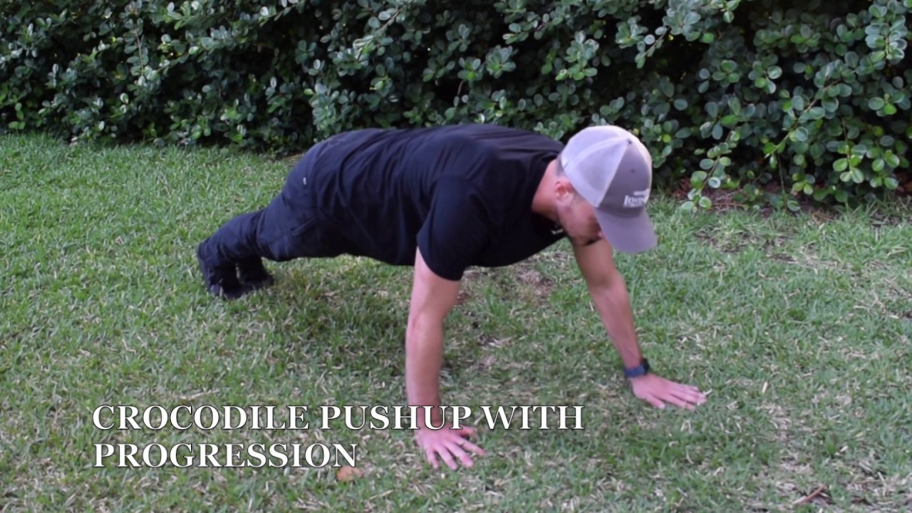 Crocodile pushup with progression - YouTube
