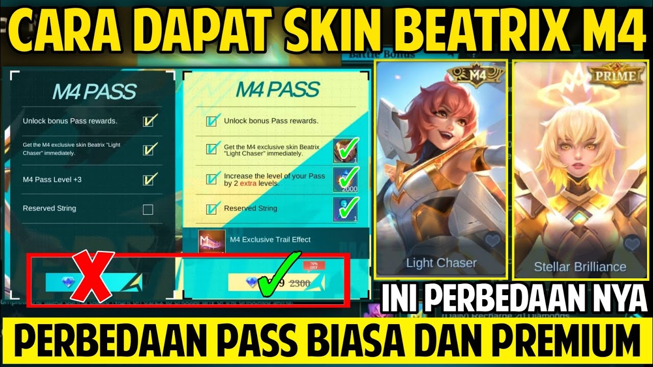 CARA DAPAT SKIN BEATRIK M4 PASS MLBB ! PERBEDAAN M4 PASS DAN M4 PASS ...