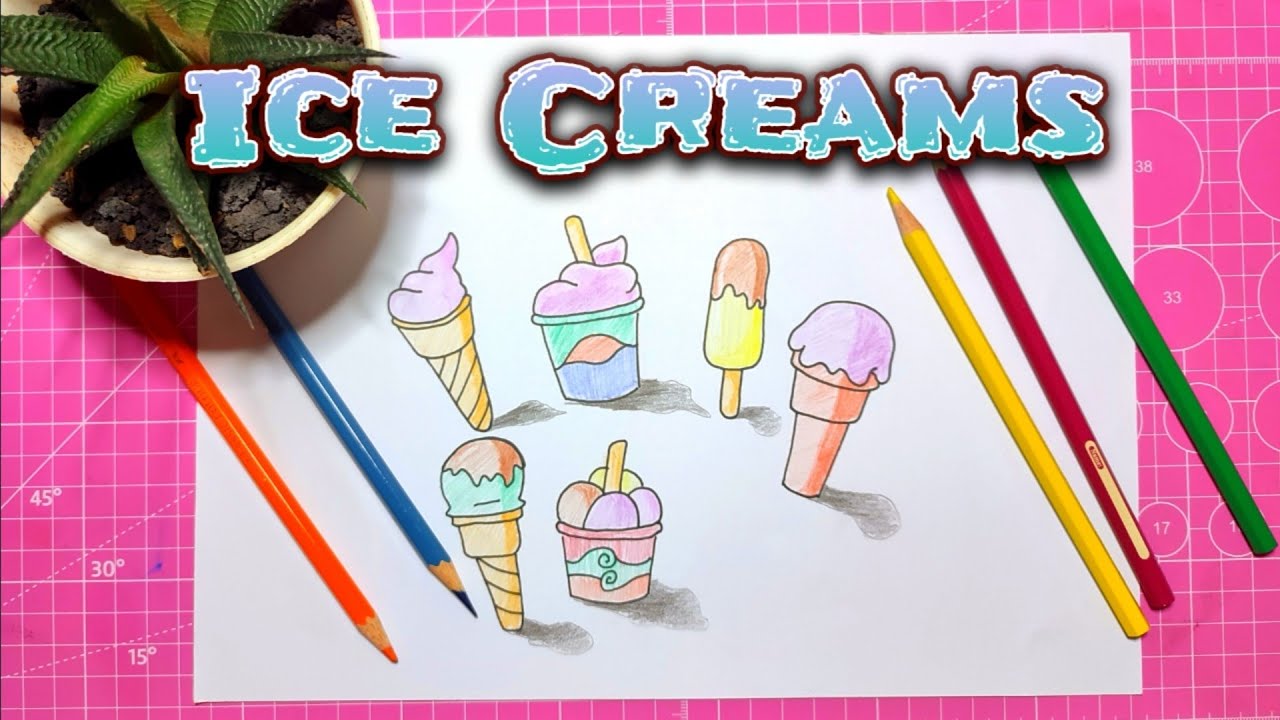 Es Krim cara menggambar dan mewarnai - How to make draw ice cream - YouTube