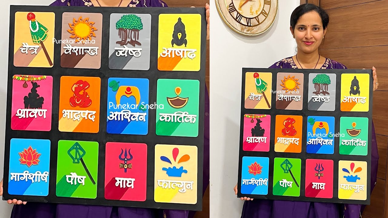 Marathi Months Calender And Sanvar MDF Painting Home Decor Wall marathi-months-calender-and-sanvar-mdf-painting-home-decor-wall