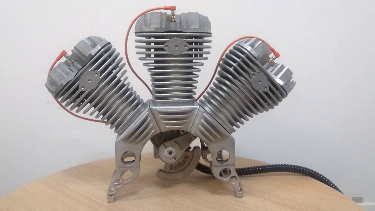Aluminum model of a three-cylinder engine that was printed by LPM ...