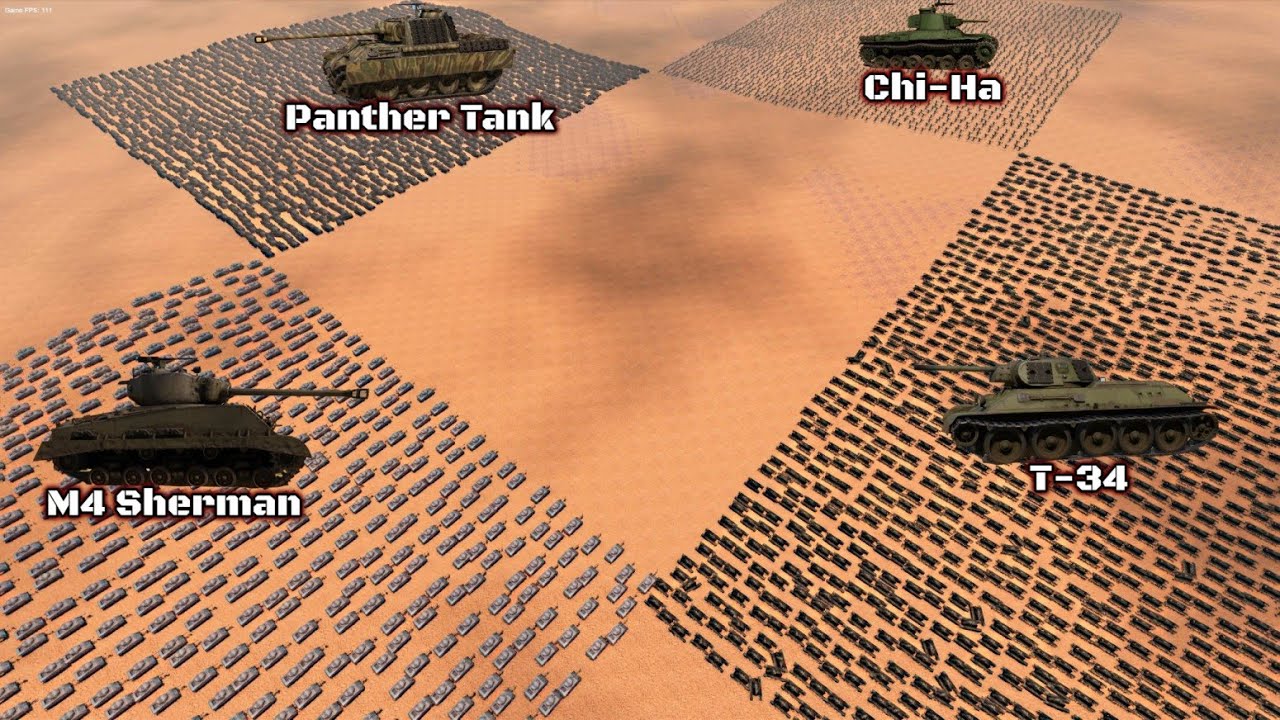 TANK BATTLE ROYALE! Shermans vs T-34 vs Panthers vs Chi Ha Tanks - UEBS ...