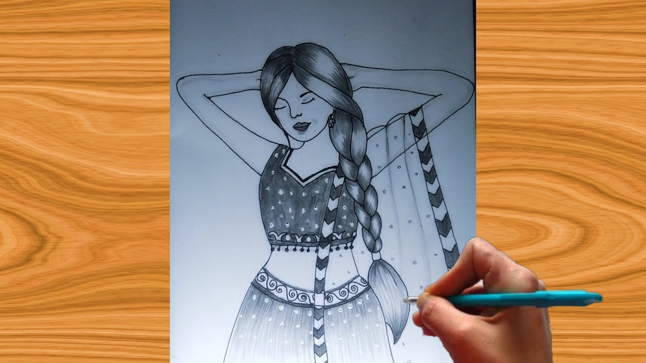 How to draw a Beautiful Girl - Traditional Girl drawing || Pencil ...