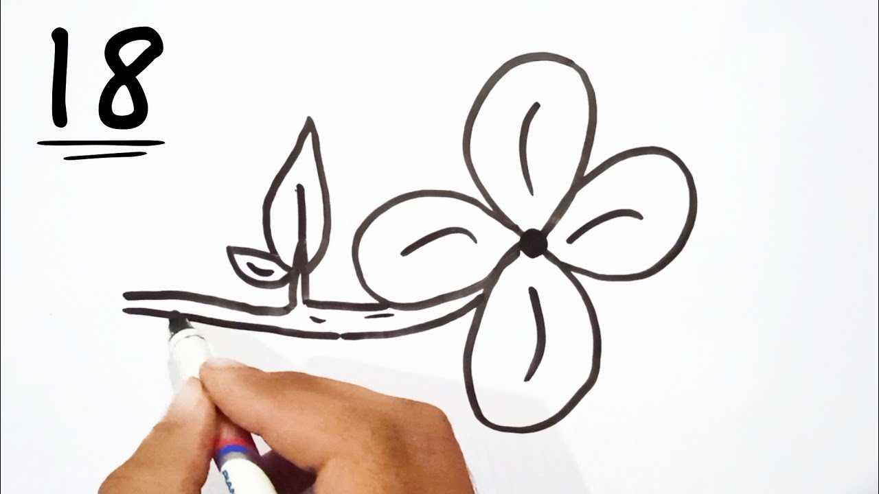 How to Draw Flower with Number 18 | Flower Drawing Easy | Step by Step ...