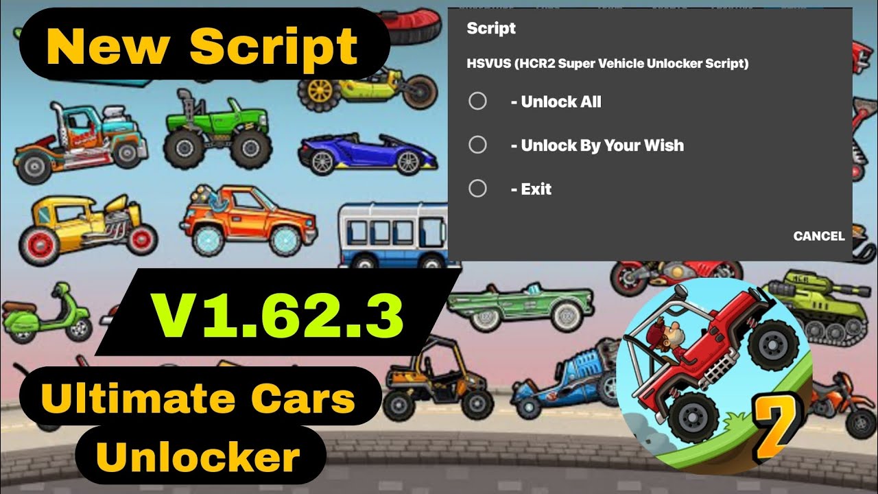 HCR2 | NEW SCRIPT | ULTIMATE CARS UNLOCKER | 100% WORKING ! | V1.62.3 ...