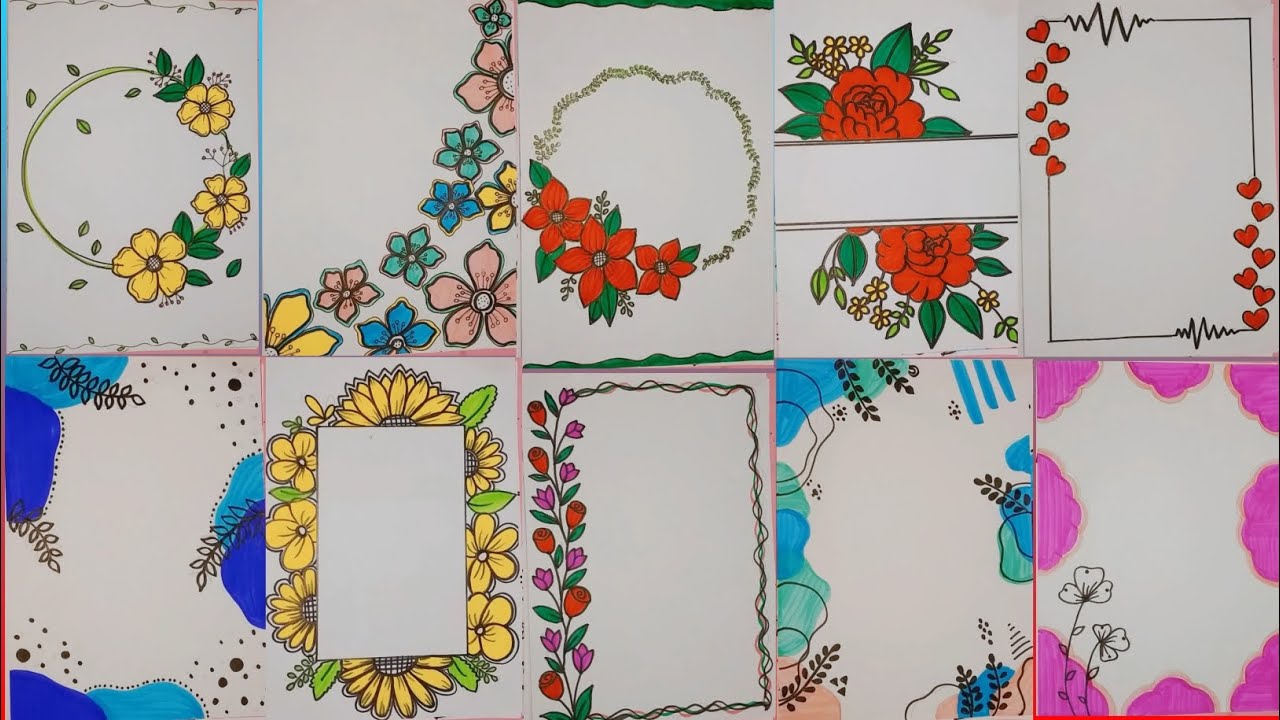 10 Beautiful Border Design/15 Border Designs/10 Border Designs Easy ...